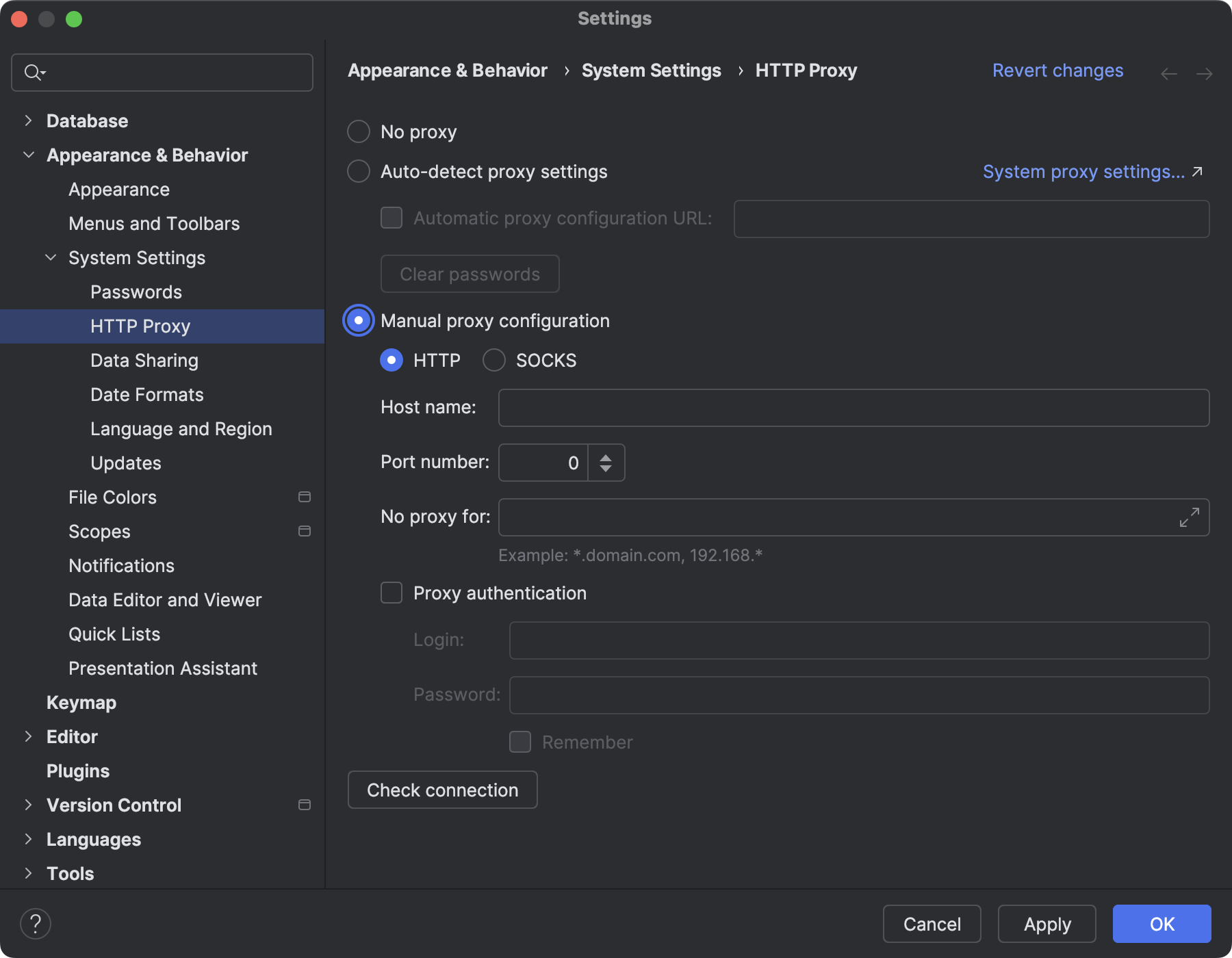 HTTP Proxy | DataGrip Documentation