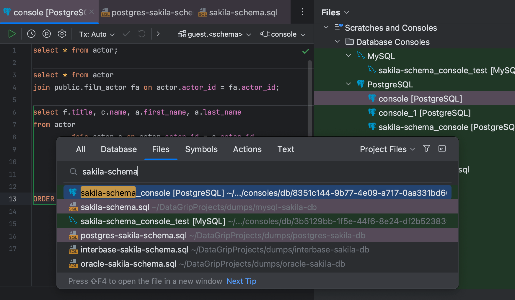 Files tool window | DataGrip Documentation