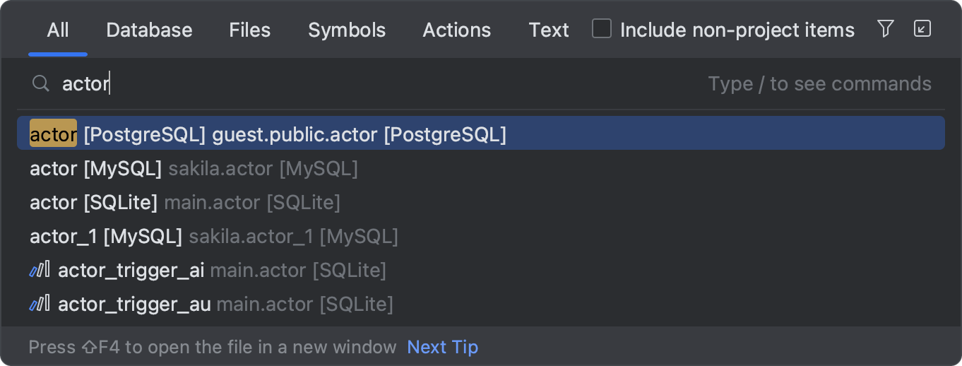 Search in DataGrip | DataGrip Documentation