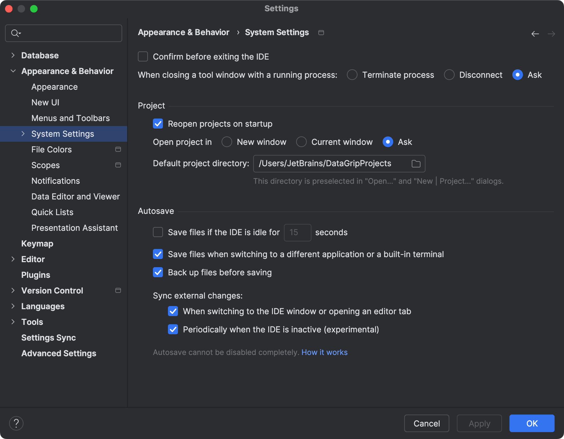 System Settings | DataGrip Documentation