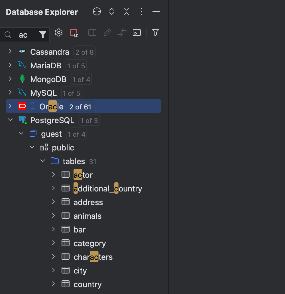 Search in DataGrip | DataGrip Documentation