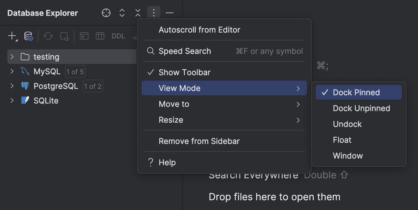 Tool window view modes | DataGrip Documentation