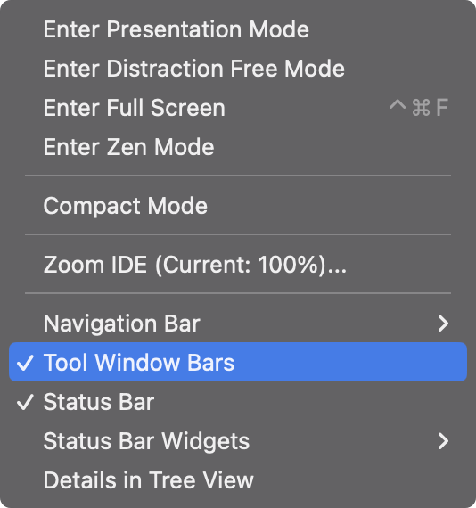 Menus and toolbars | DataGrip Documentation