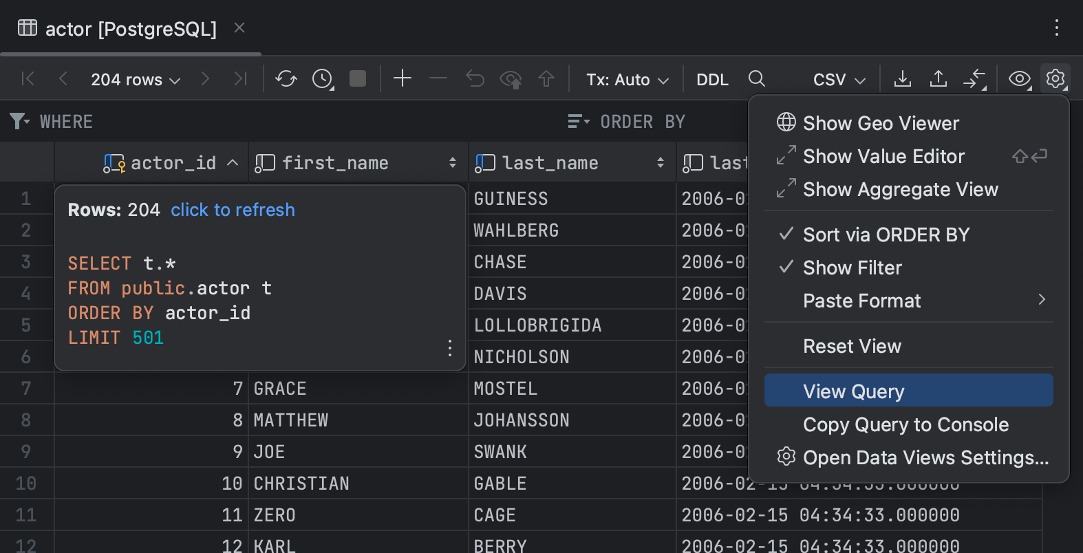 View data | PyCharm Documentation