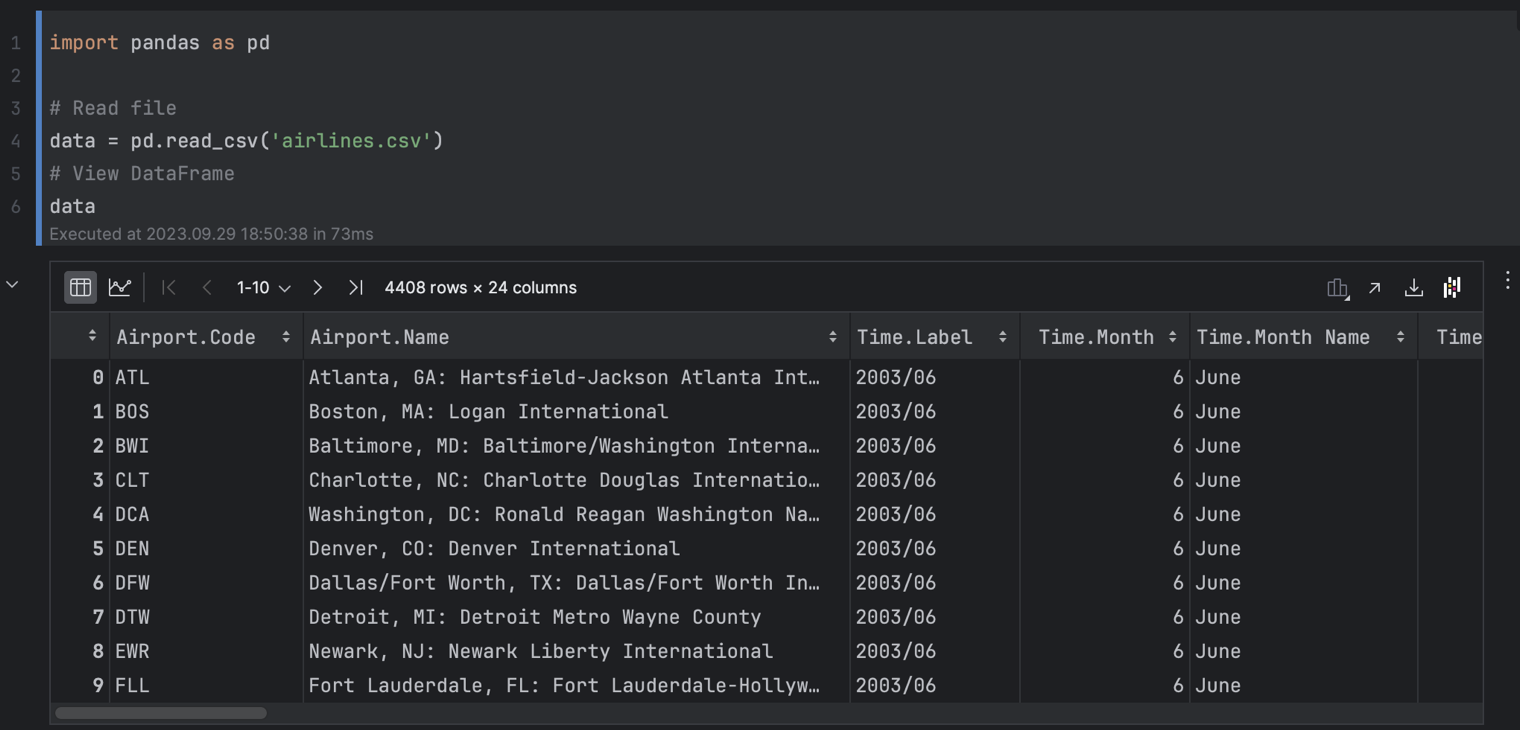 Set up environment and load data | DataSpell Documentation