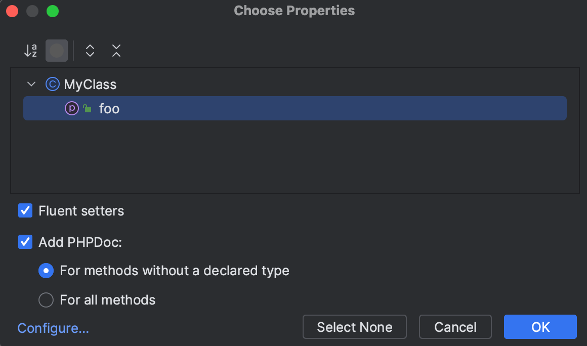 Generate code | PhpStorm Documentation
