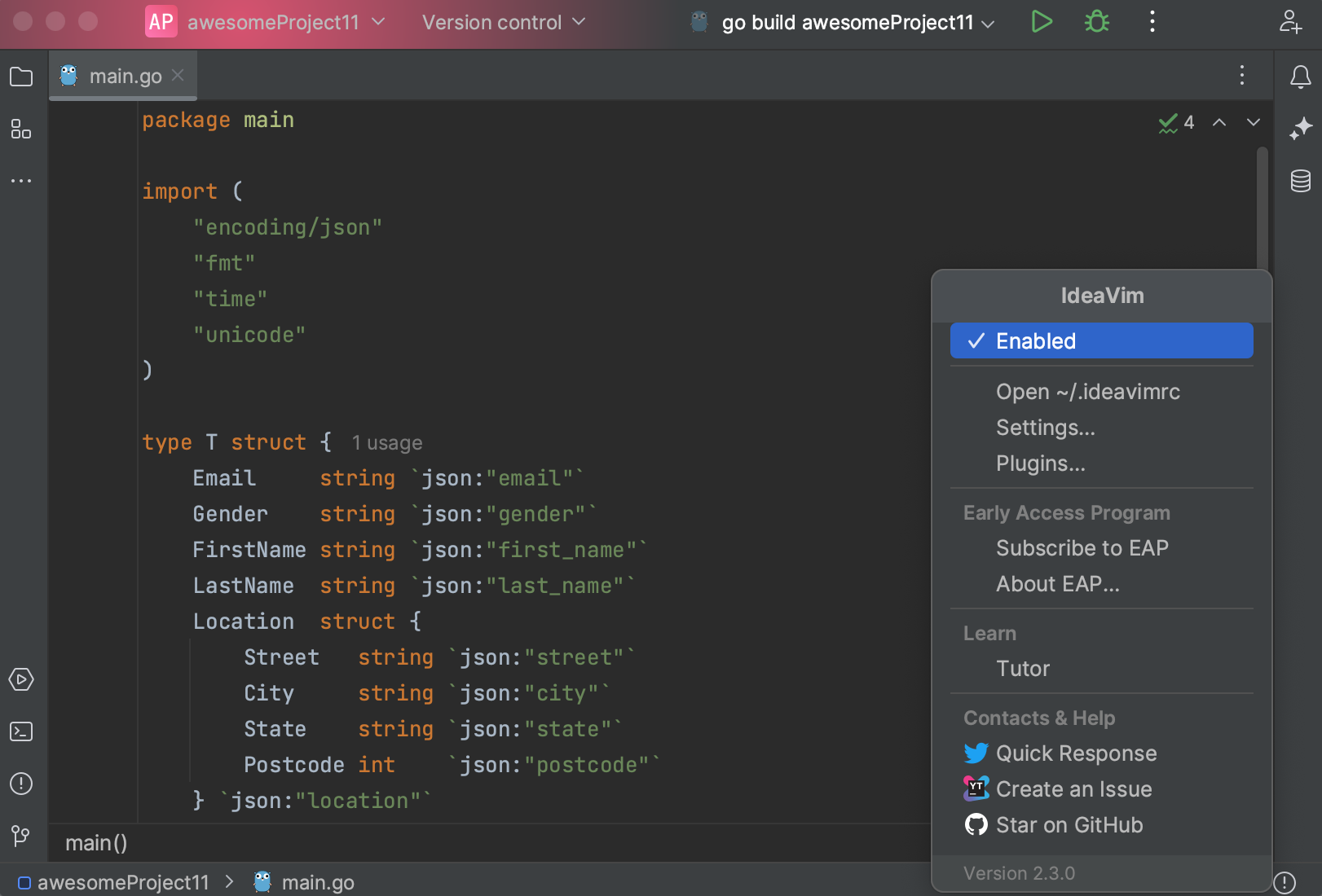Vim in GoLand | GoLand Documentation