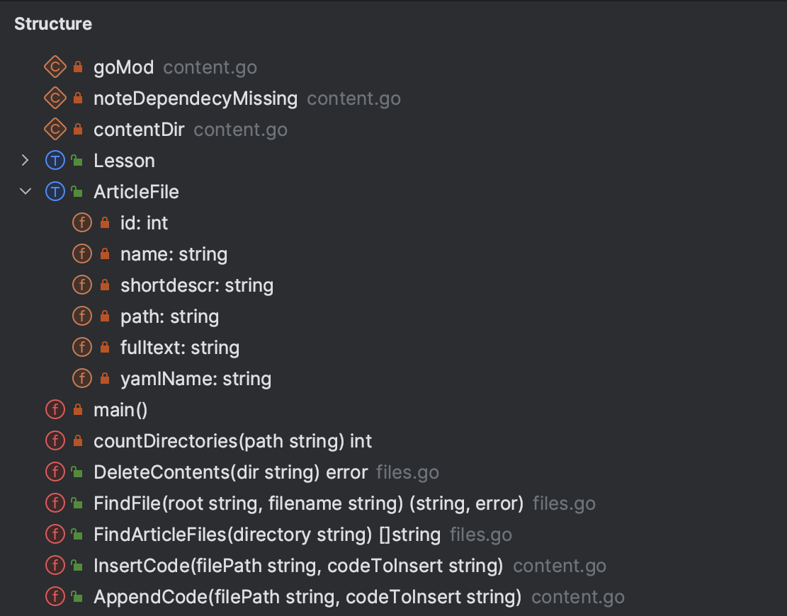 File structure | GoLand Documentation
