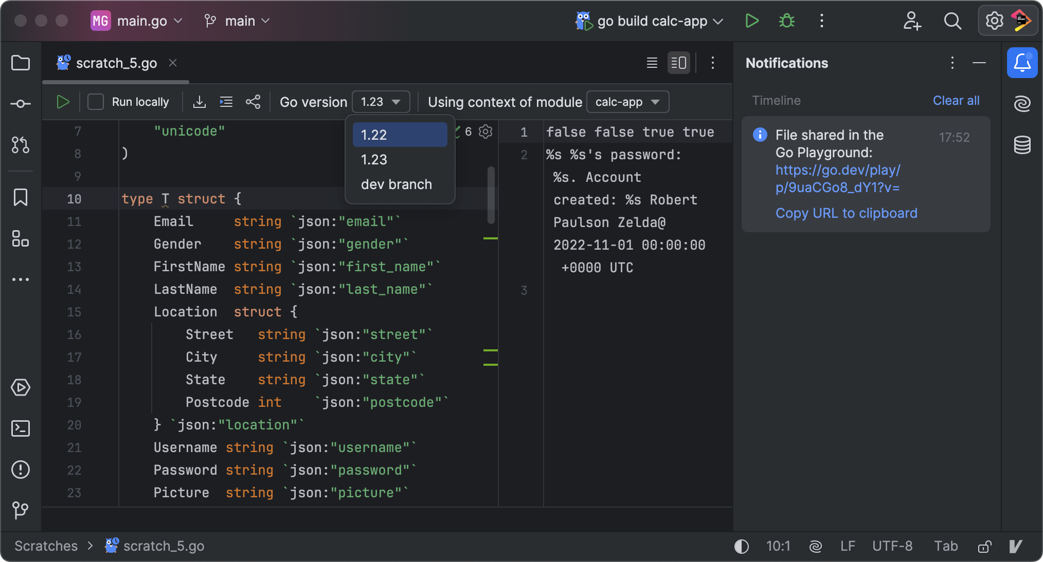 Running applications in Go Playground | GoLand Documentation