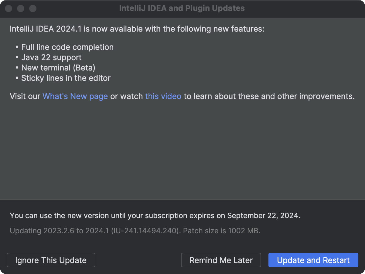 Update IntelliJ IDEA | IntelliJ IDEA Documentation