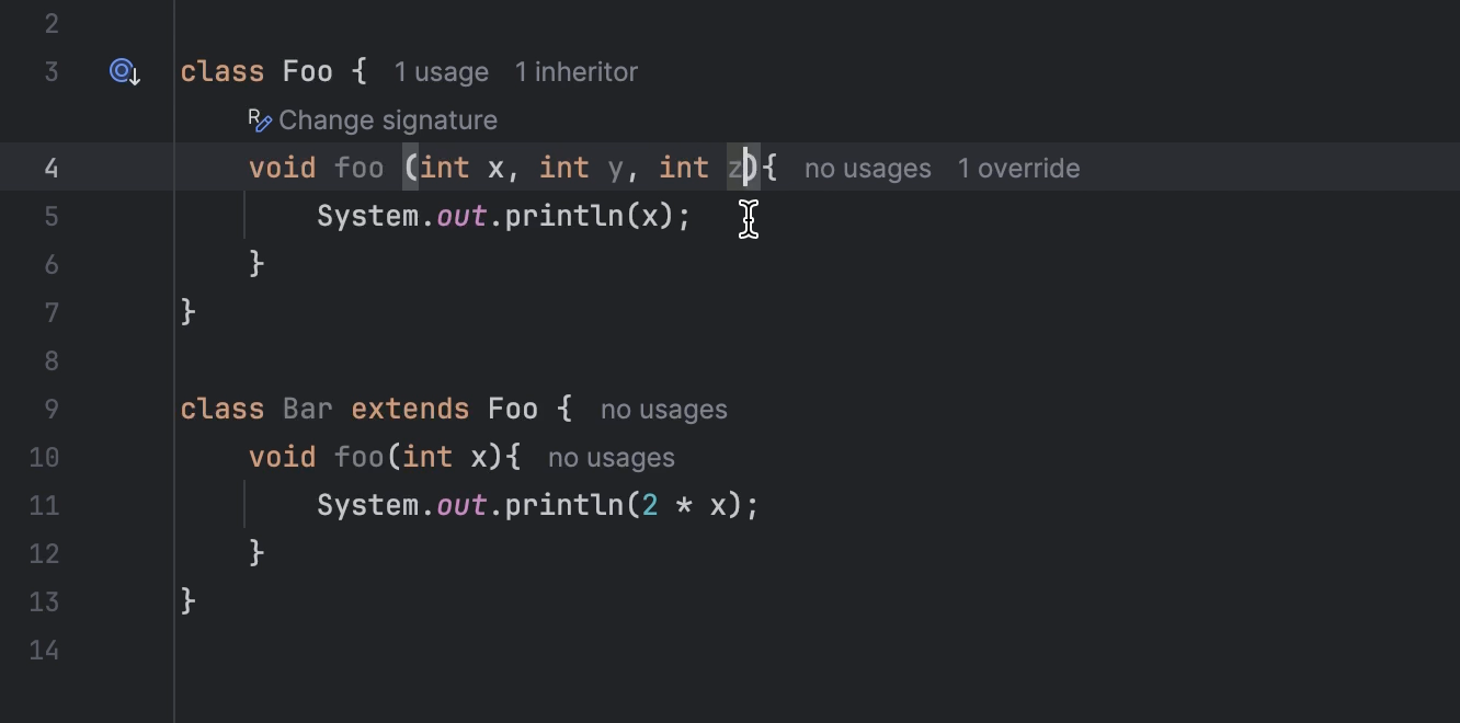 Change signature | IntelliJ IDEA Documentation
