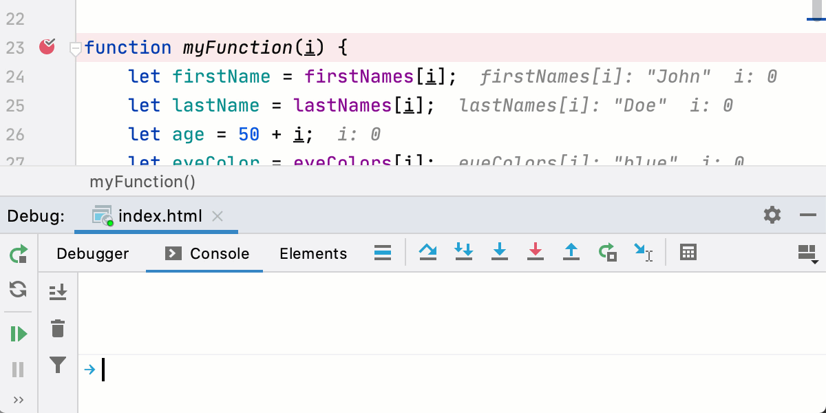 Interactive debugger console | IntelliJ IDEA Documentation