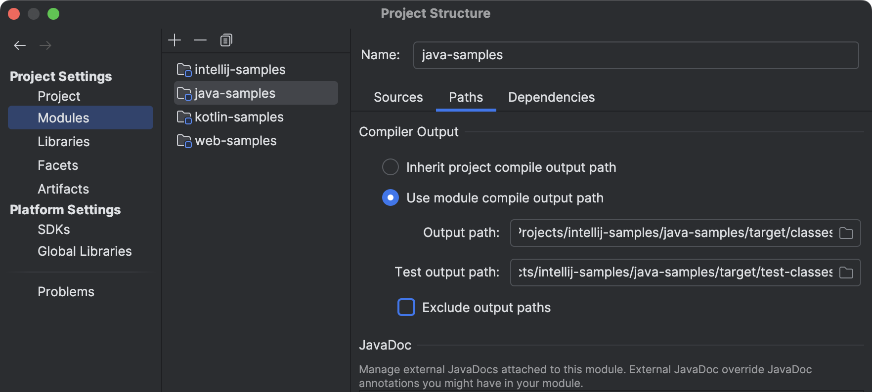 Module structure settings | IntelliJ IDEA Documentation