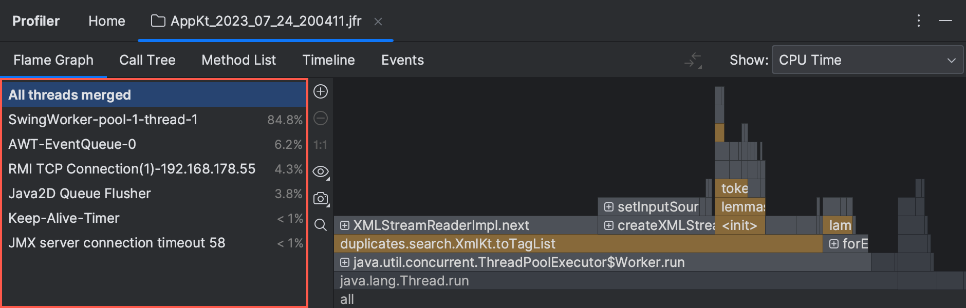 Read the profiler snapshot | IntelliJ IDEA Documentation