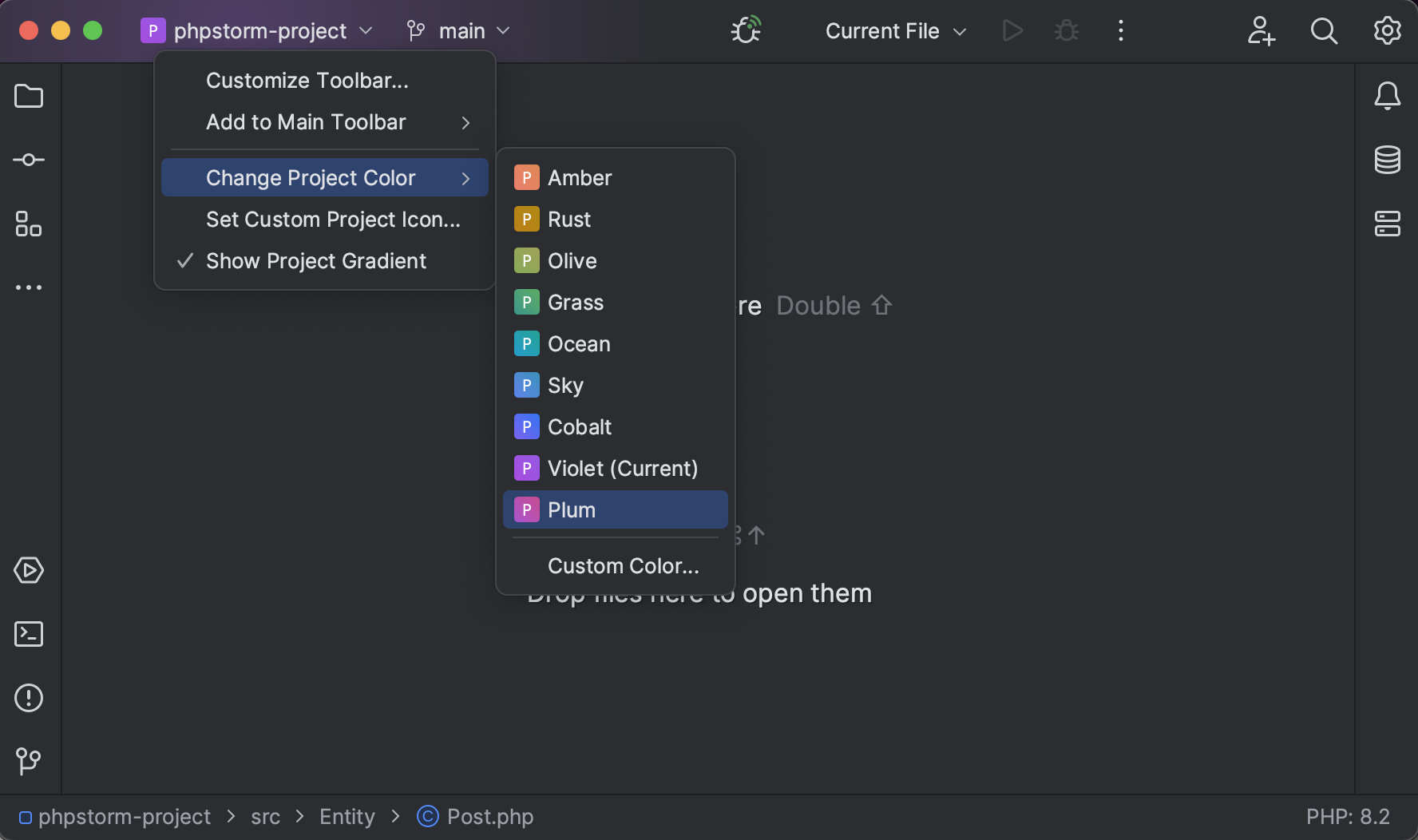 Menus and toolbars | PhpStorm Documentation