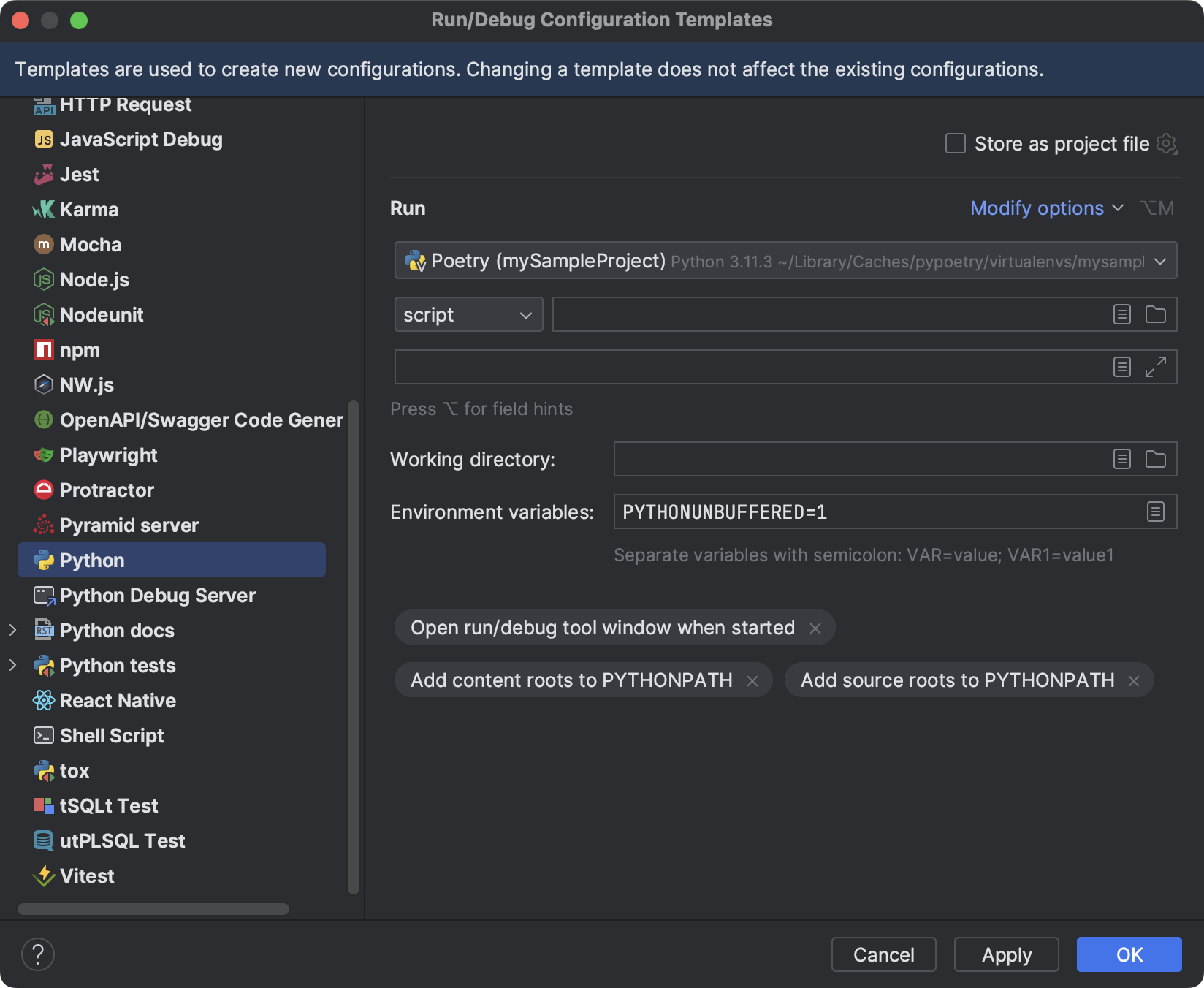 Run/debug configurations | PyCharm Documentation