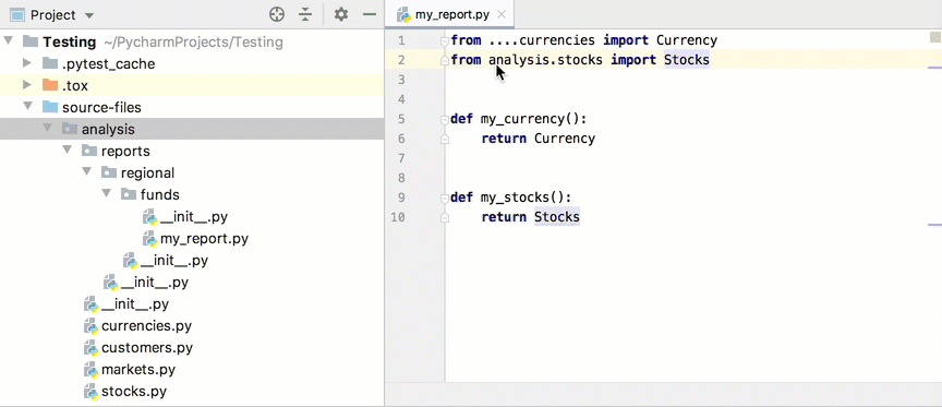 Auto import | PyCharm Documentation