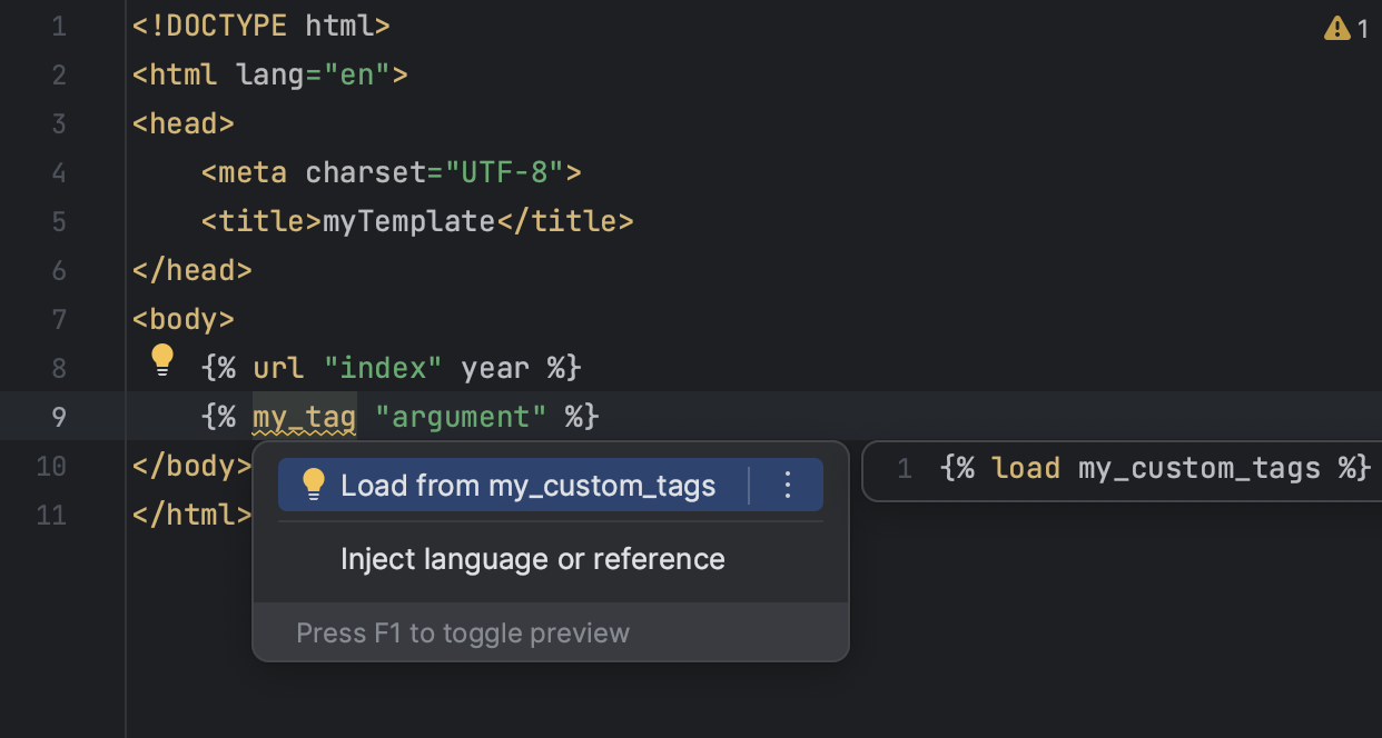 Create and use custom template tags | PyCharm Documentation