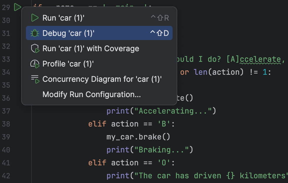 Start the debugger session | PyCharm Documentation