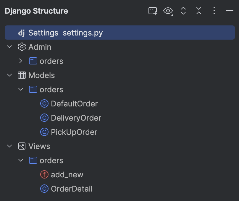 Django Structure tool window | PyCharm Documentation