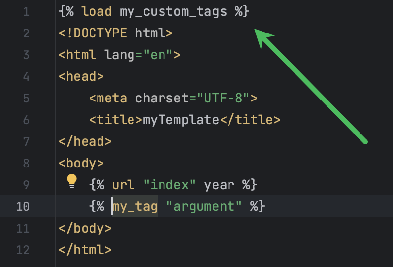 Create and use custom template tags | PyCharm Documentation