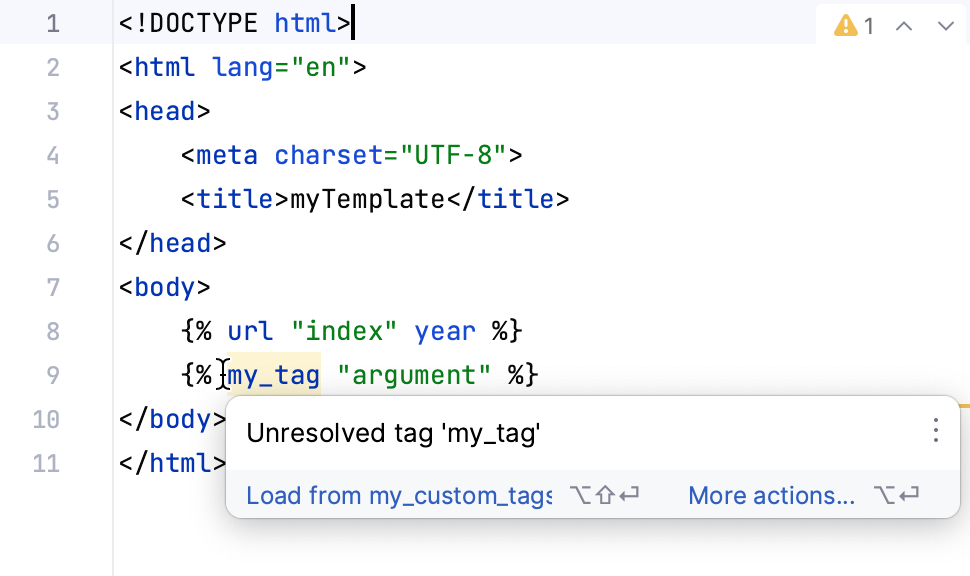 Create and use custom template tags | PyCharm Documentation