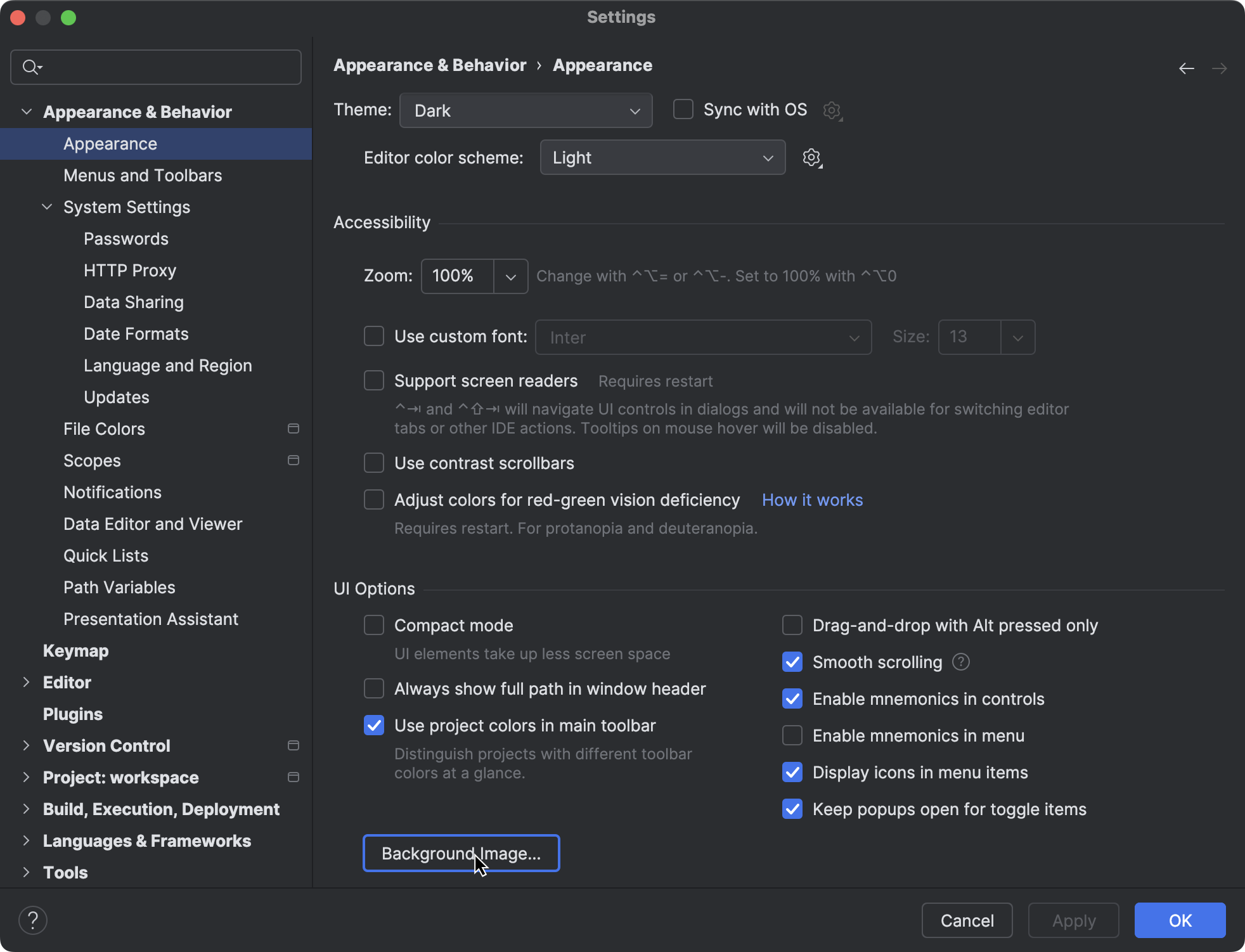 Background image | DataSpell Documentation