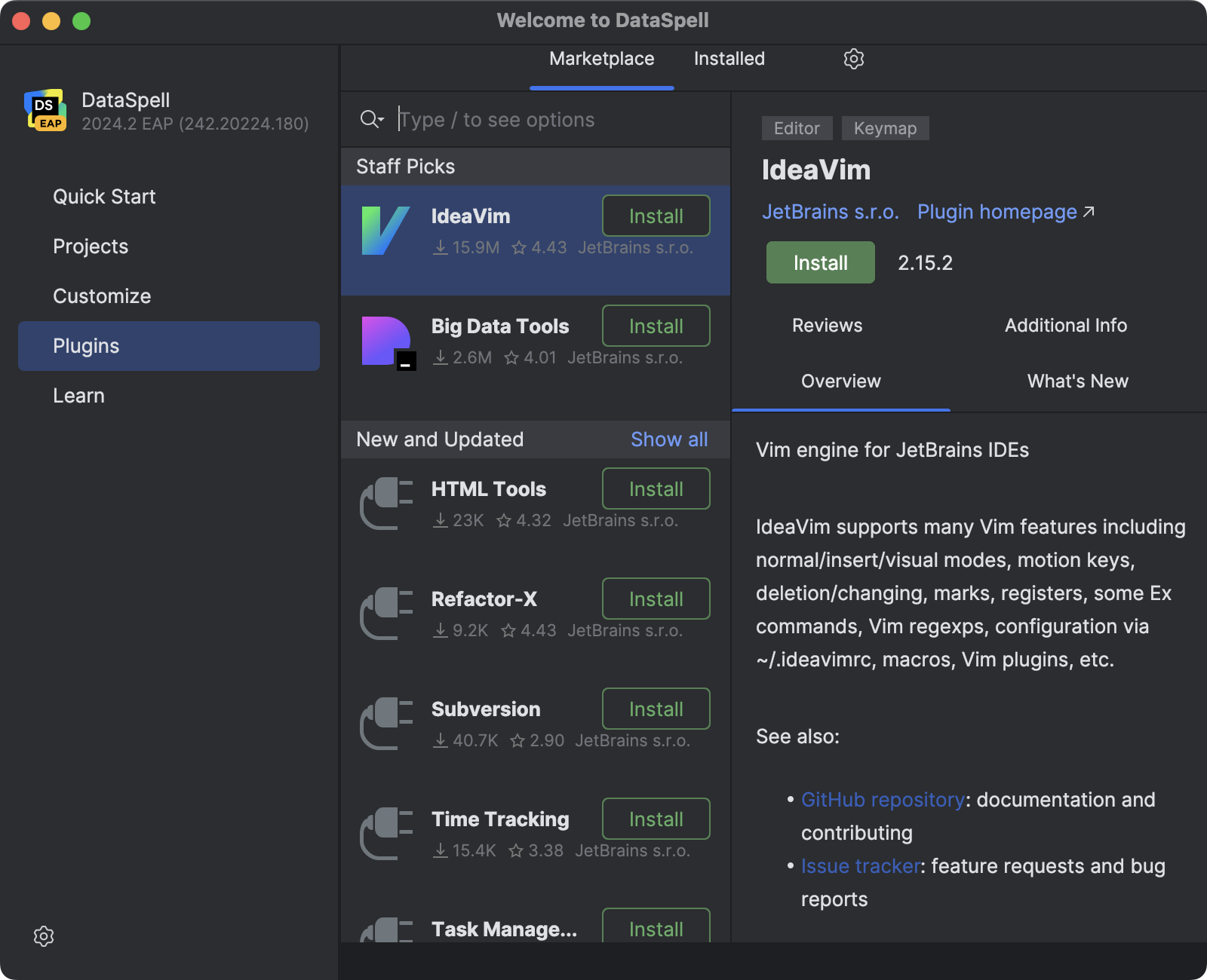 Run Dataspell For The First Time Dataspell Documentation