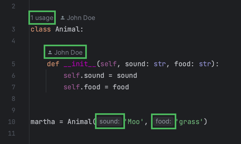 Inlay Hints | PyCharm Documentation