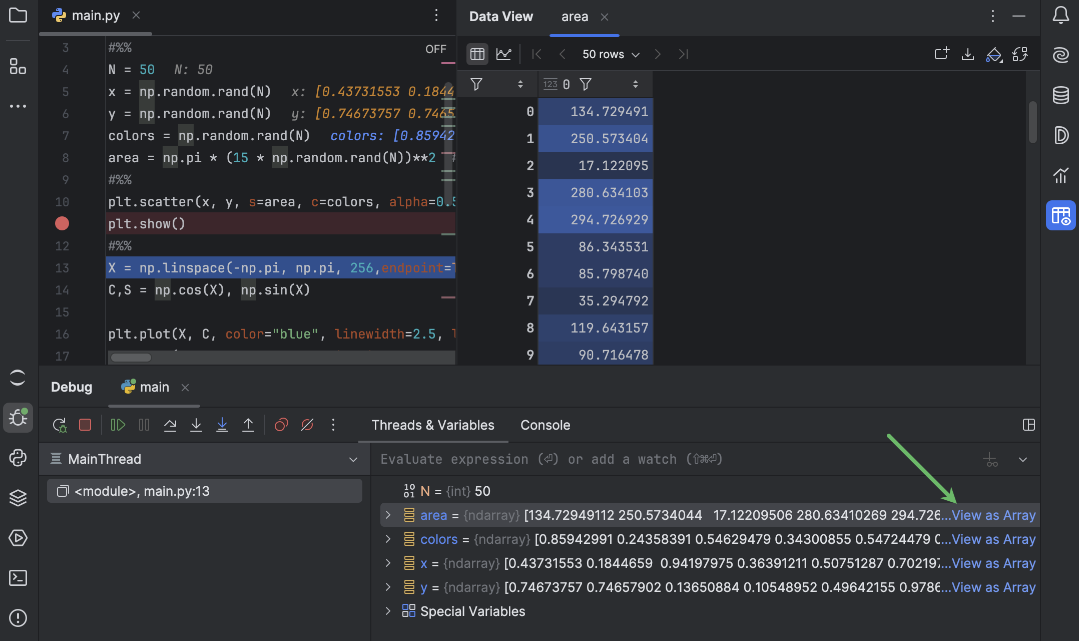 Scientific project tutorial | PyCharm Documentation