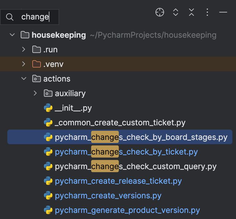 Speed Search in tool windows | PyCharm Documentation