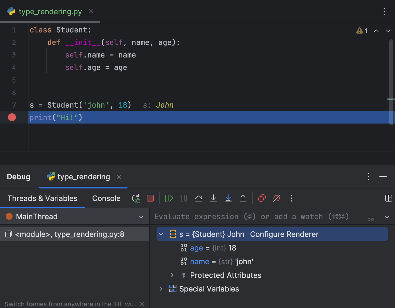 Configure type rendering | PyCharm Documentation