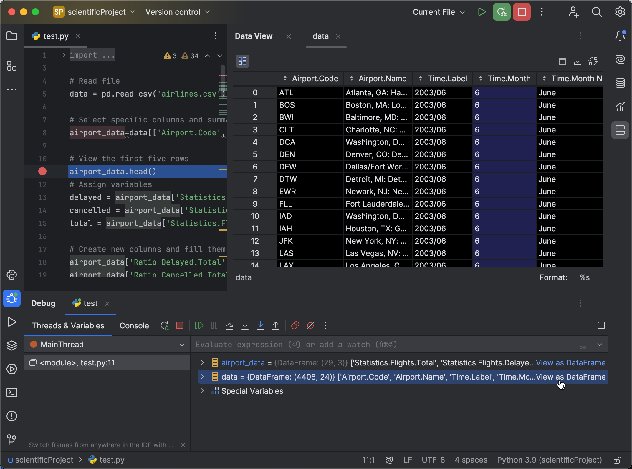 Examine suspended program | PyCharm Documentation