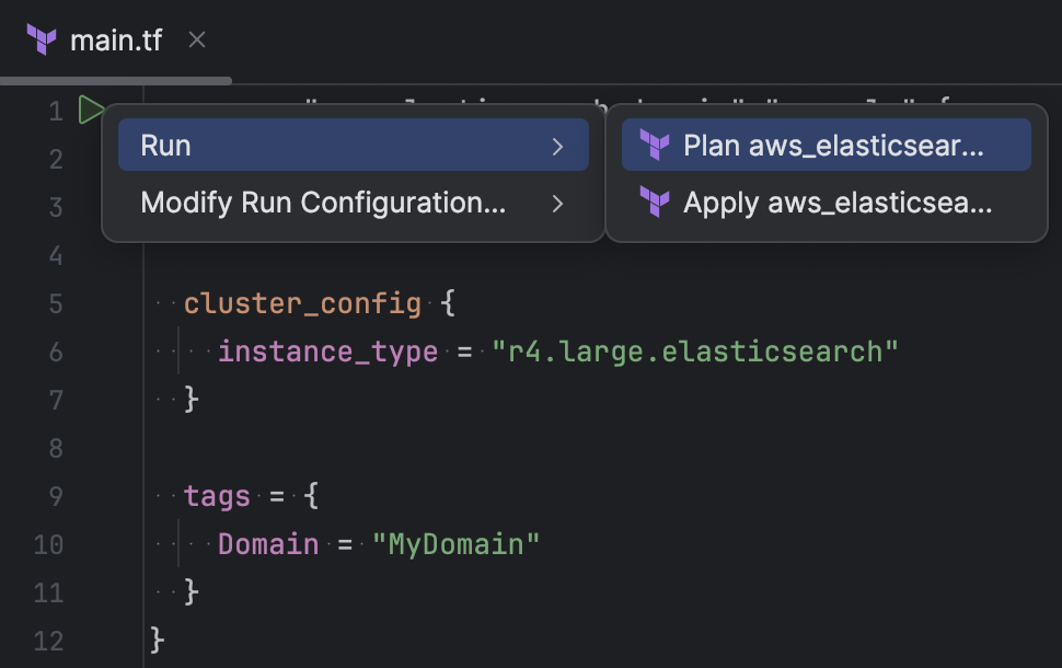 Terraform | IntelliJ IDEA Documentation