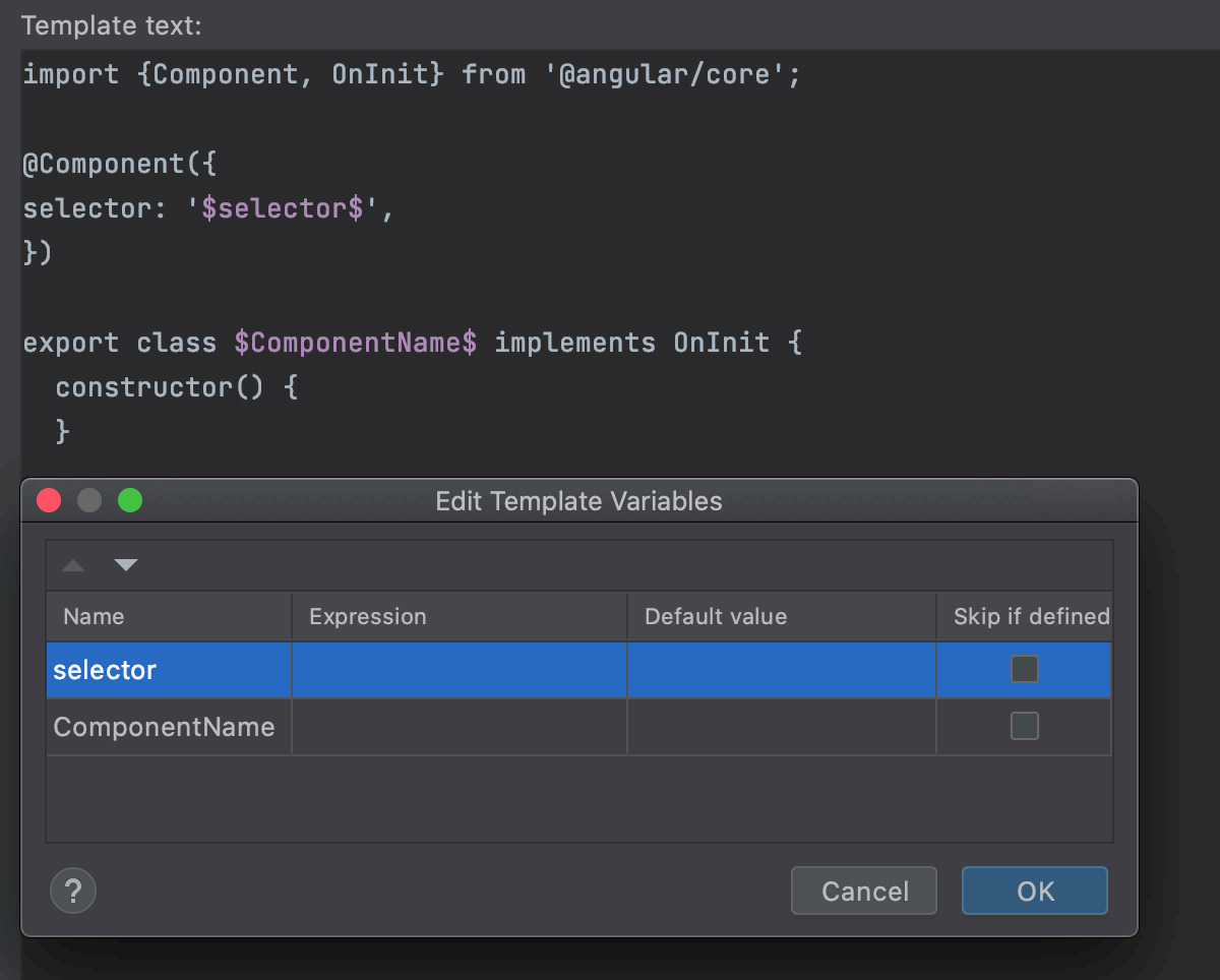 Live template variables | WebStorm Documentation