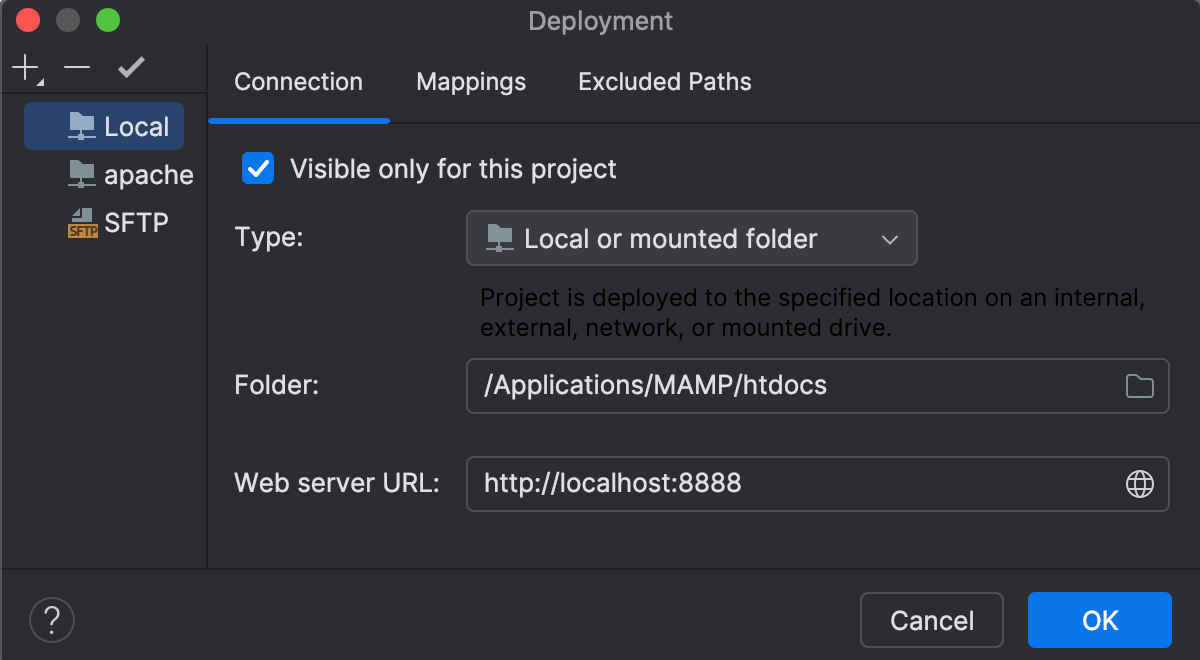 Create a local server configuration | WebStorm Documentation