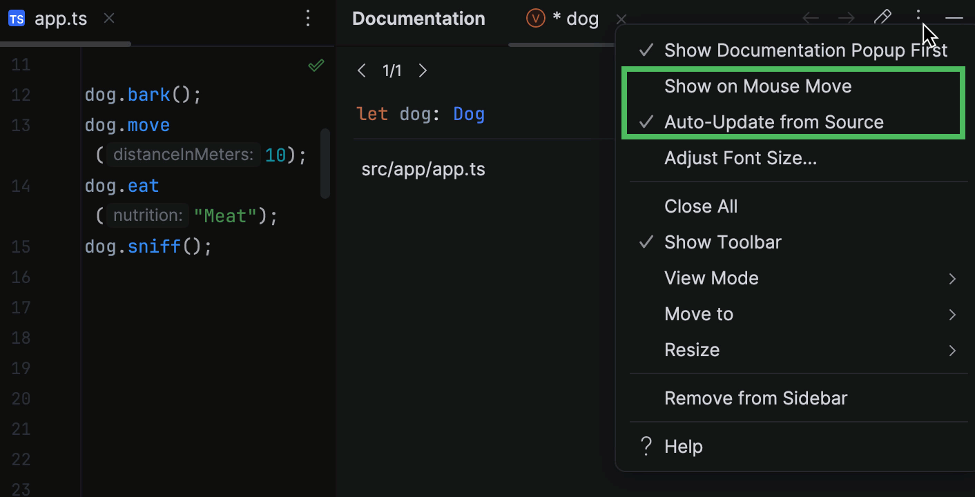 Viewing Inline Documentation | WebStorm Documentation