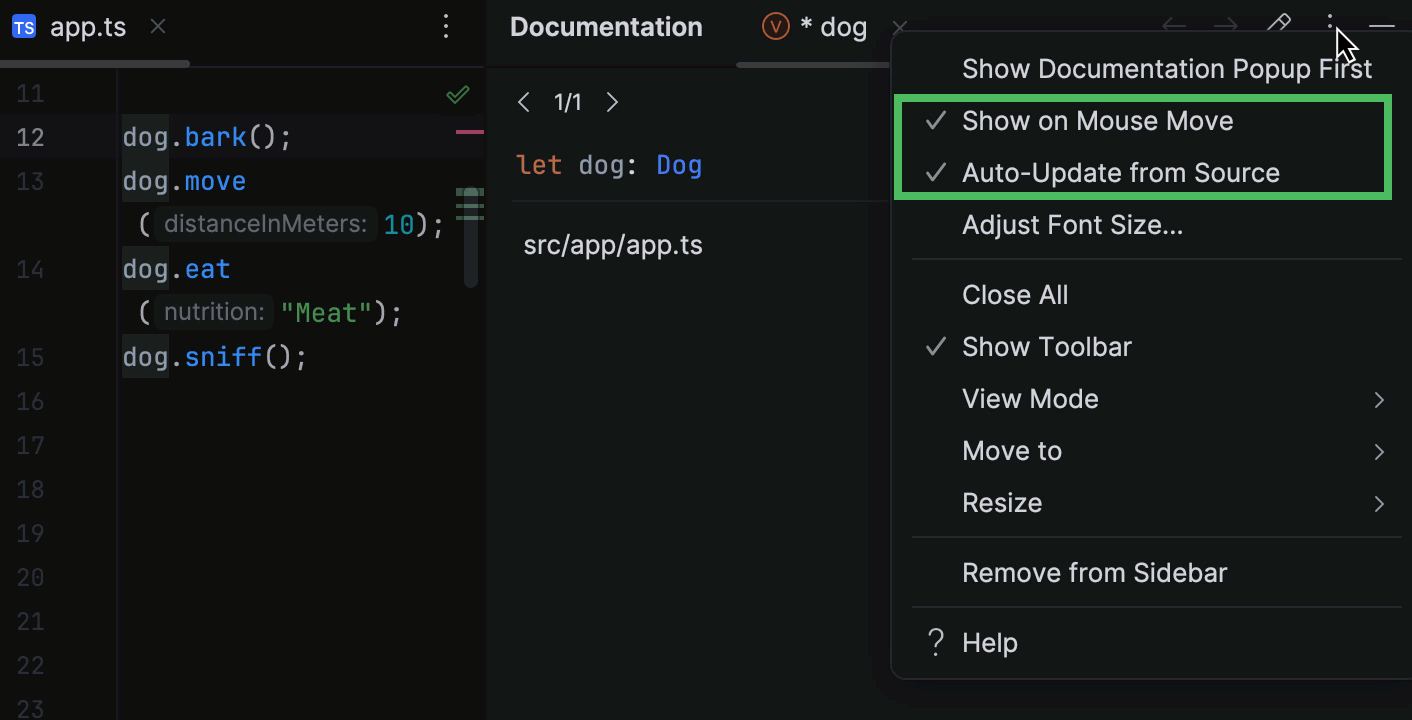 Viewing Inline Documentation | WebStorm Documentation