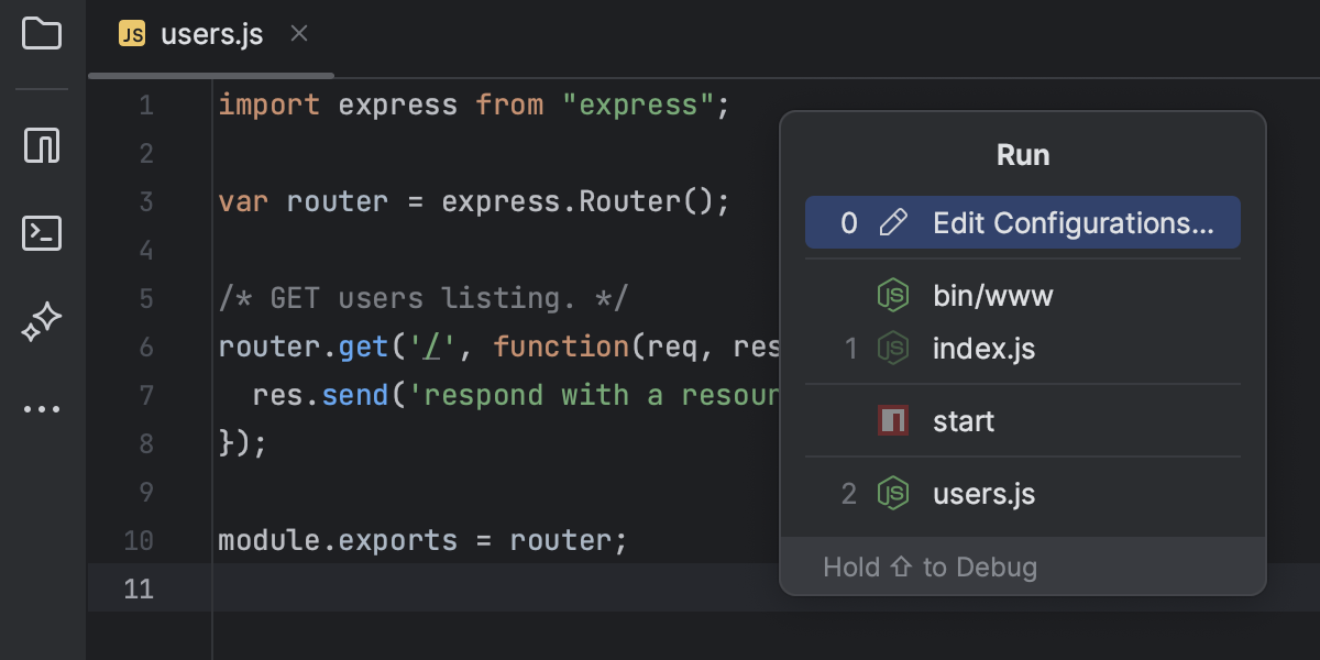 Run/debug configurations | WebStorm Documentation