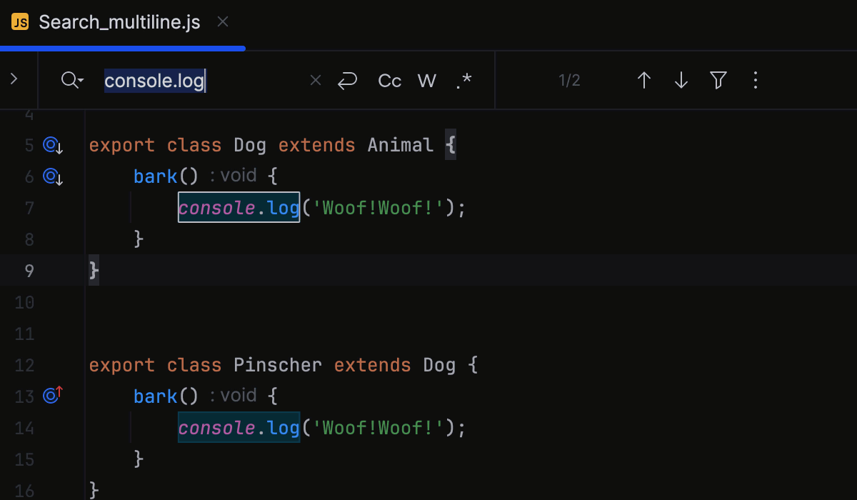 Search for a target within a file | WebStorm Documentation