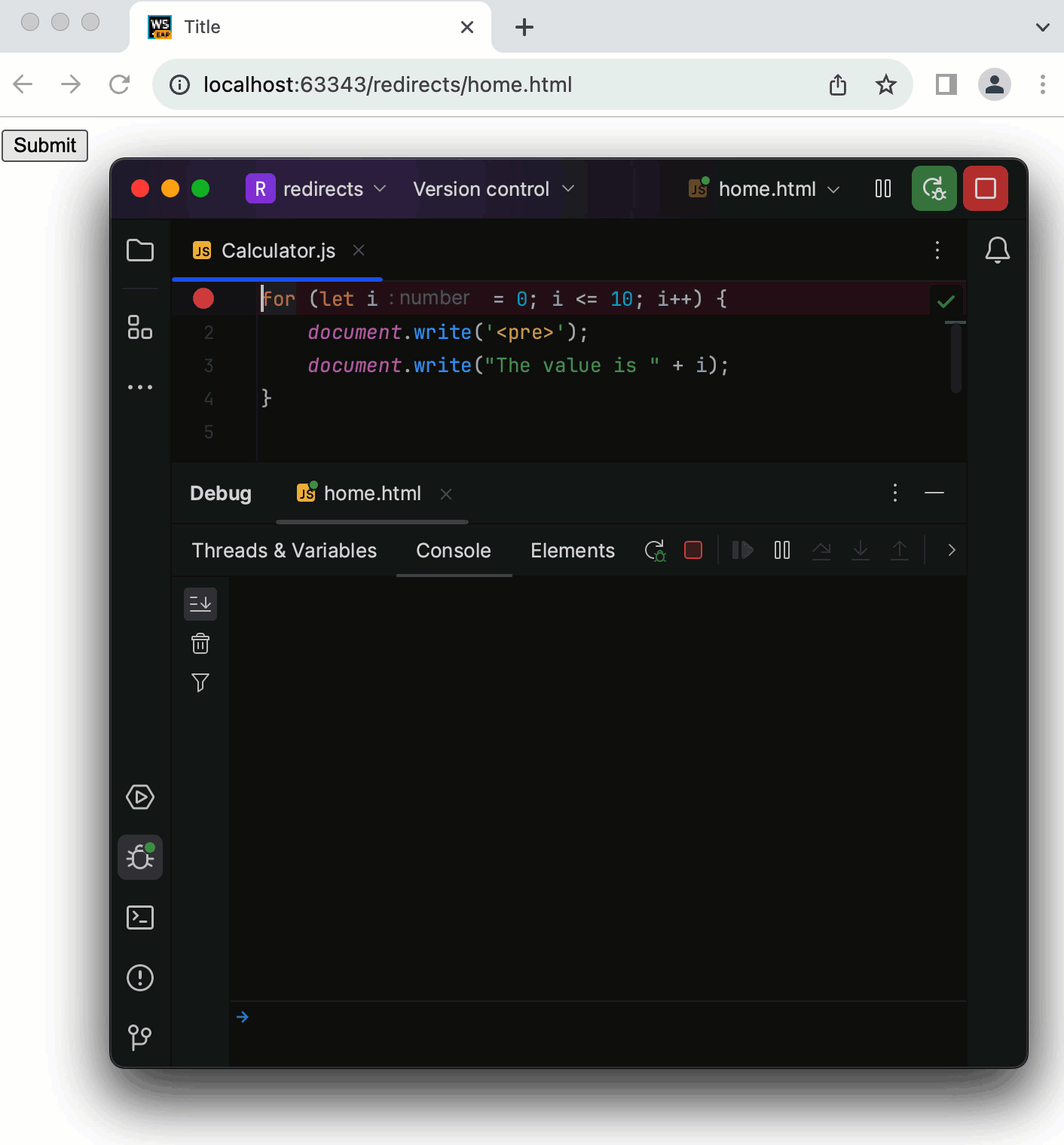 Debug JavaScript in Chrome | PyCharm Documentation