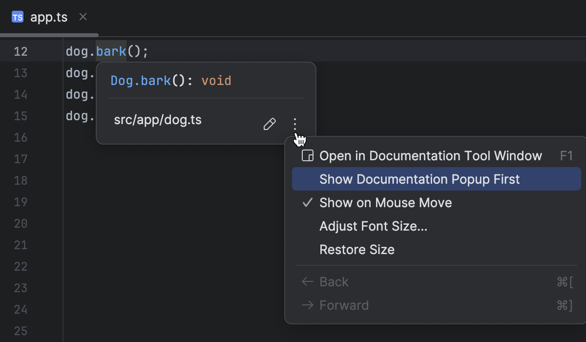 Viewing Inline Documentation | WebStorm Documentation
