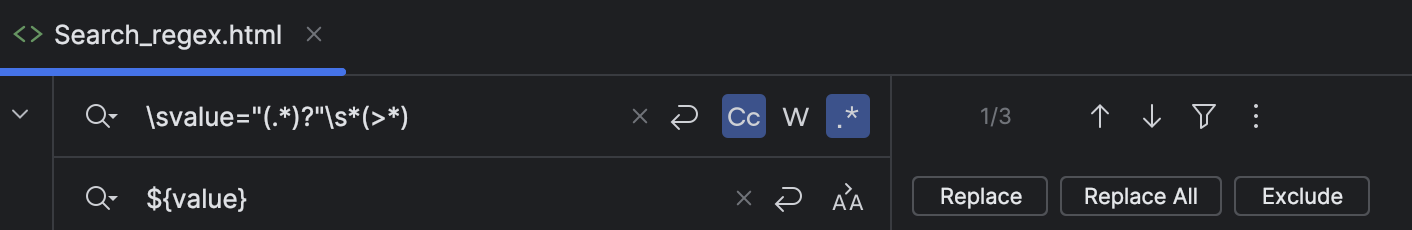 Find And Replace Text Using Regular Expressions Webstorm Documentation