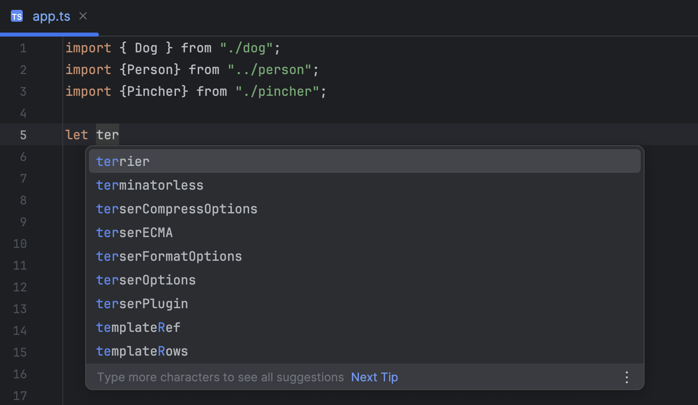 Code completion | WebStorm Documentation