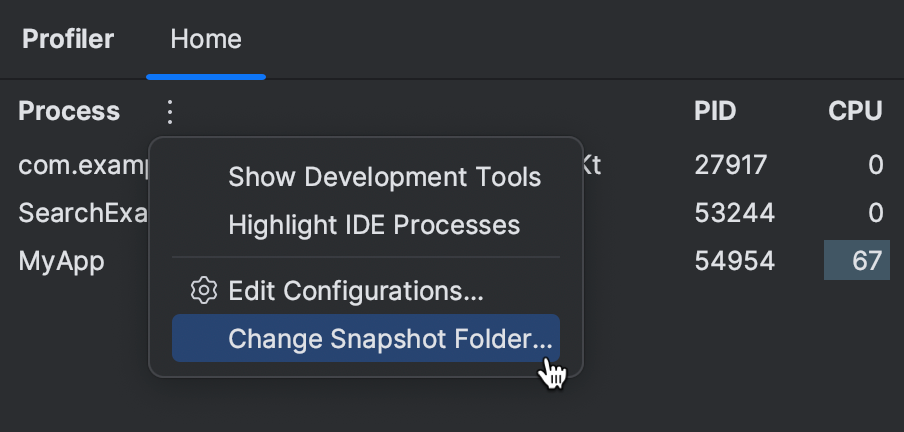 Create and open memory snapshots | IntelliJ IDEA Documentation