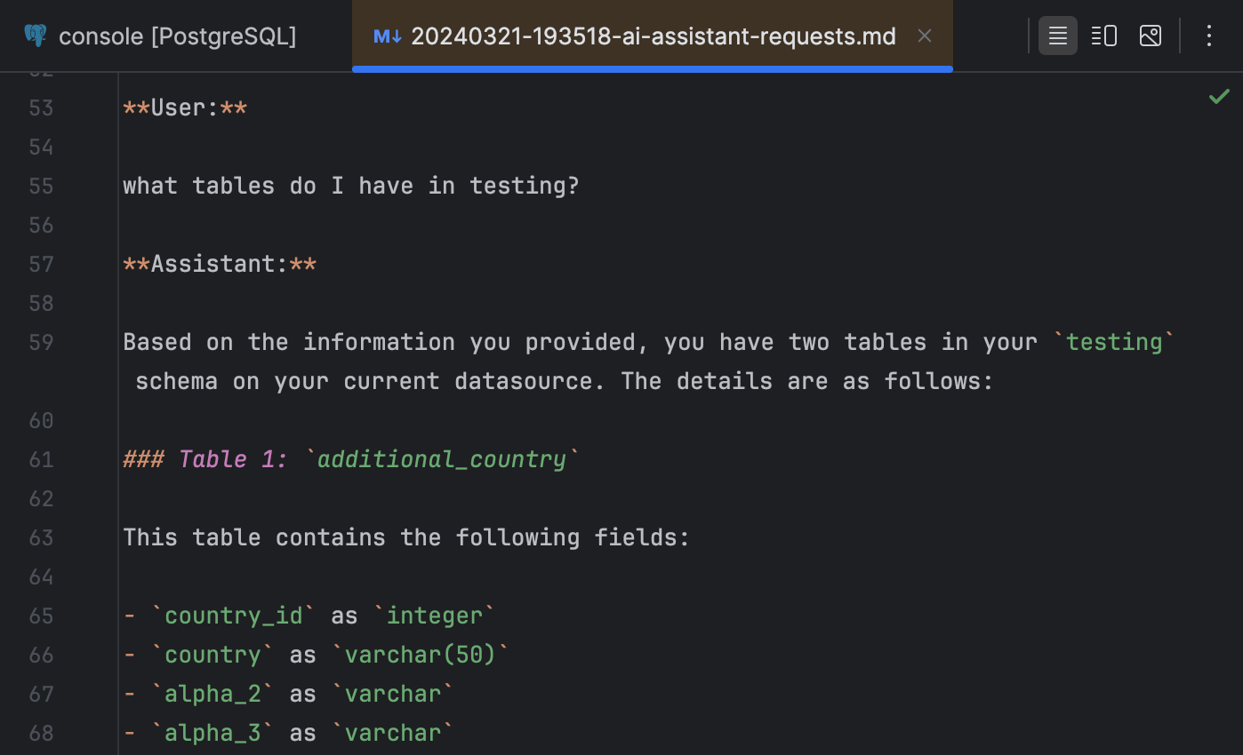 AI Assistant | DataGrip Documentation