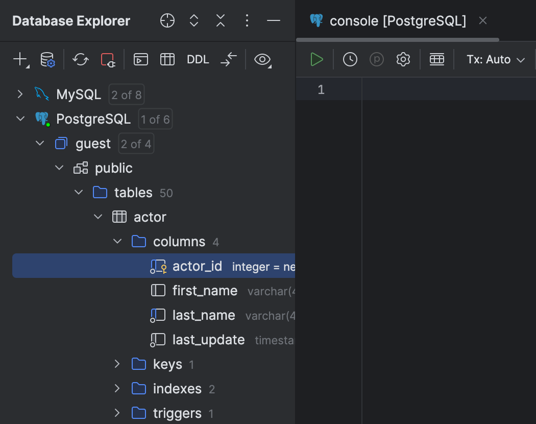 Columns | DataGrip Documentation