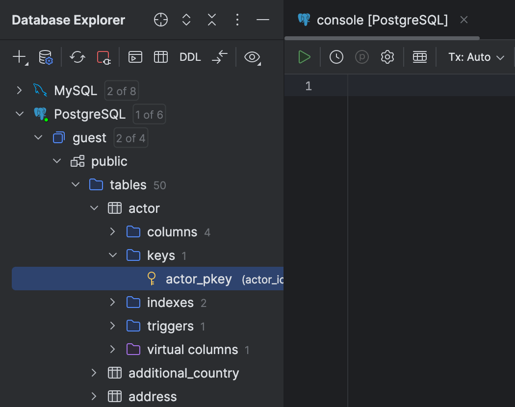 Primary keys | DataGrip Documentation