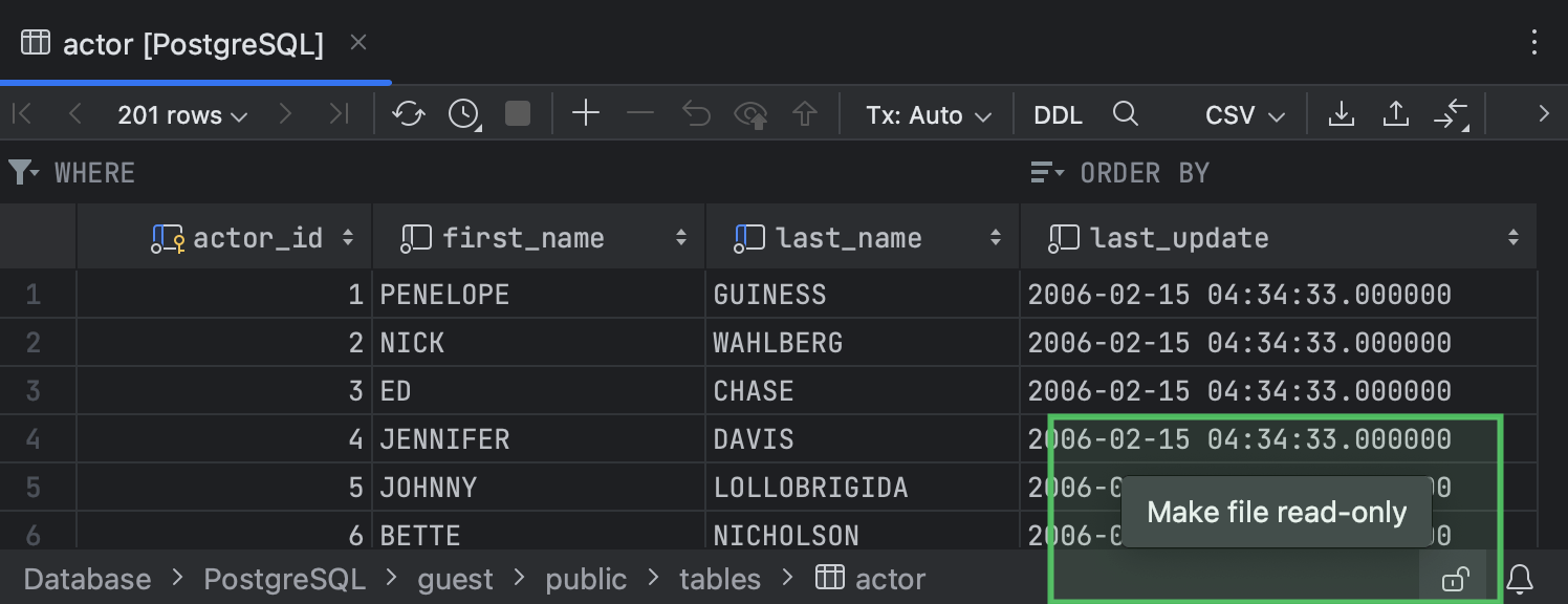 Tables | PyCharm Documentation