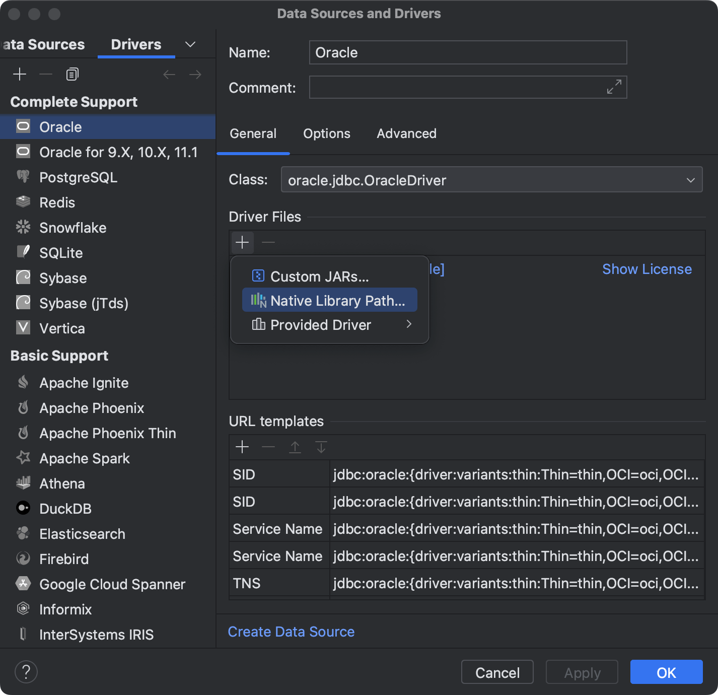 Databases with basic support | IntelliJ IDEA Documentation